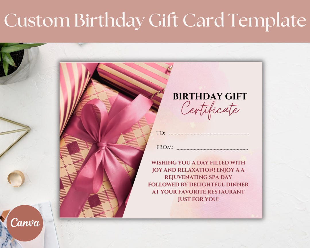 Birthday Gift Certificate Template Editable Gift Certificate Modern ...