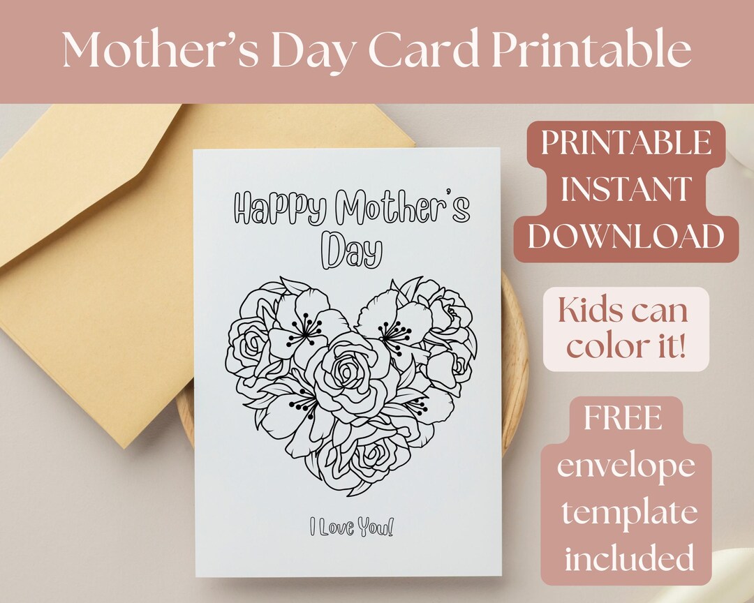 Printable Mother’s Day Card Template Happy Mother’s Day Instant ...
