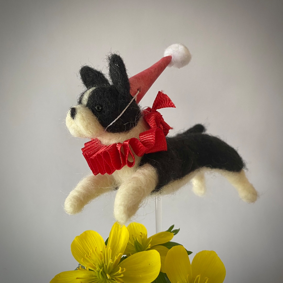 Cake Topper - Flying Felted Boston Terrier Dog - Etsy