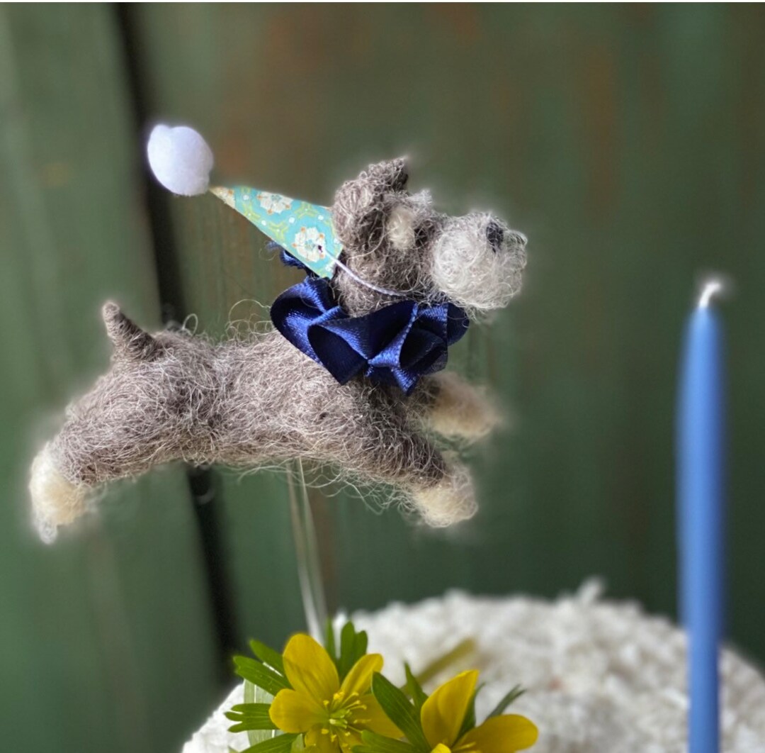 Cake Topper Flying Felted Schnauzer Dog - Etsy
