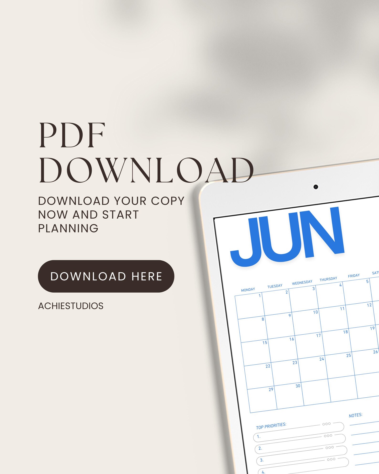 Blue Calender 2026 for Download - Etsy