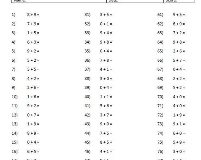 Printable Single-digit Addition Worksheets | Math Practice for Kids ...