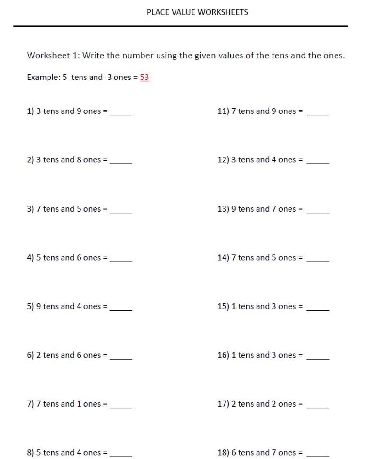 Place Value Worksheets | Primary Maths | Ones and Tens Practice | PDF ...