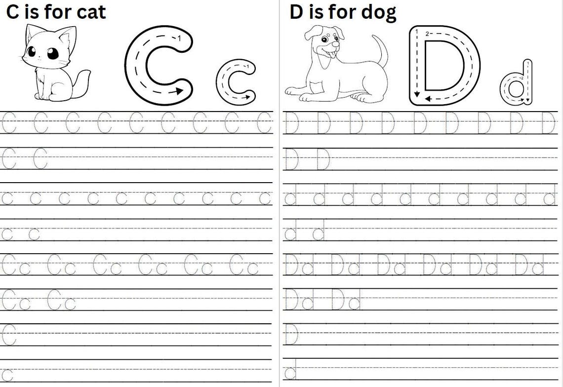 26 Printable Alphabet Tracing Worksheets. Handwriting Practice. Letter ...
