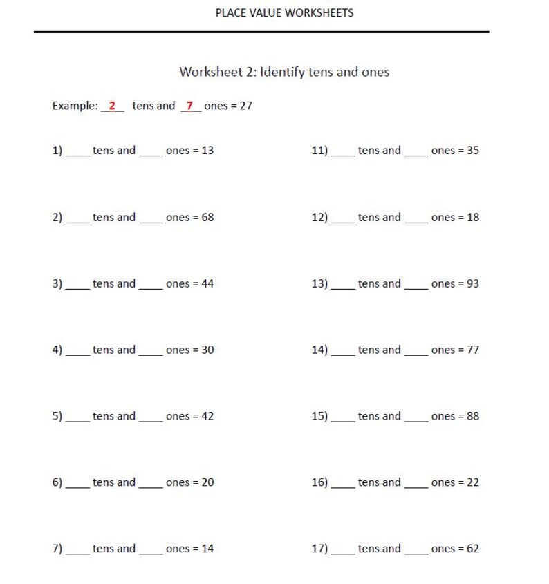 Place Value Worksheets | Primary Maths | Ones and Tens Practice | PDF ...