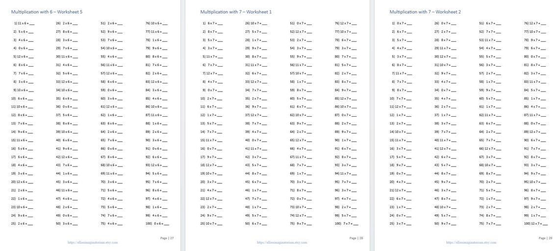 Multiplication Practice Worksheets (2-12) | 5 Worksheets for Each ...