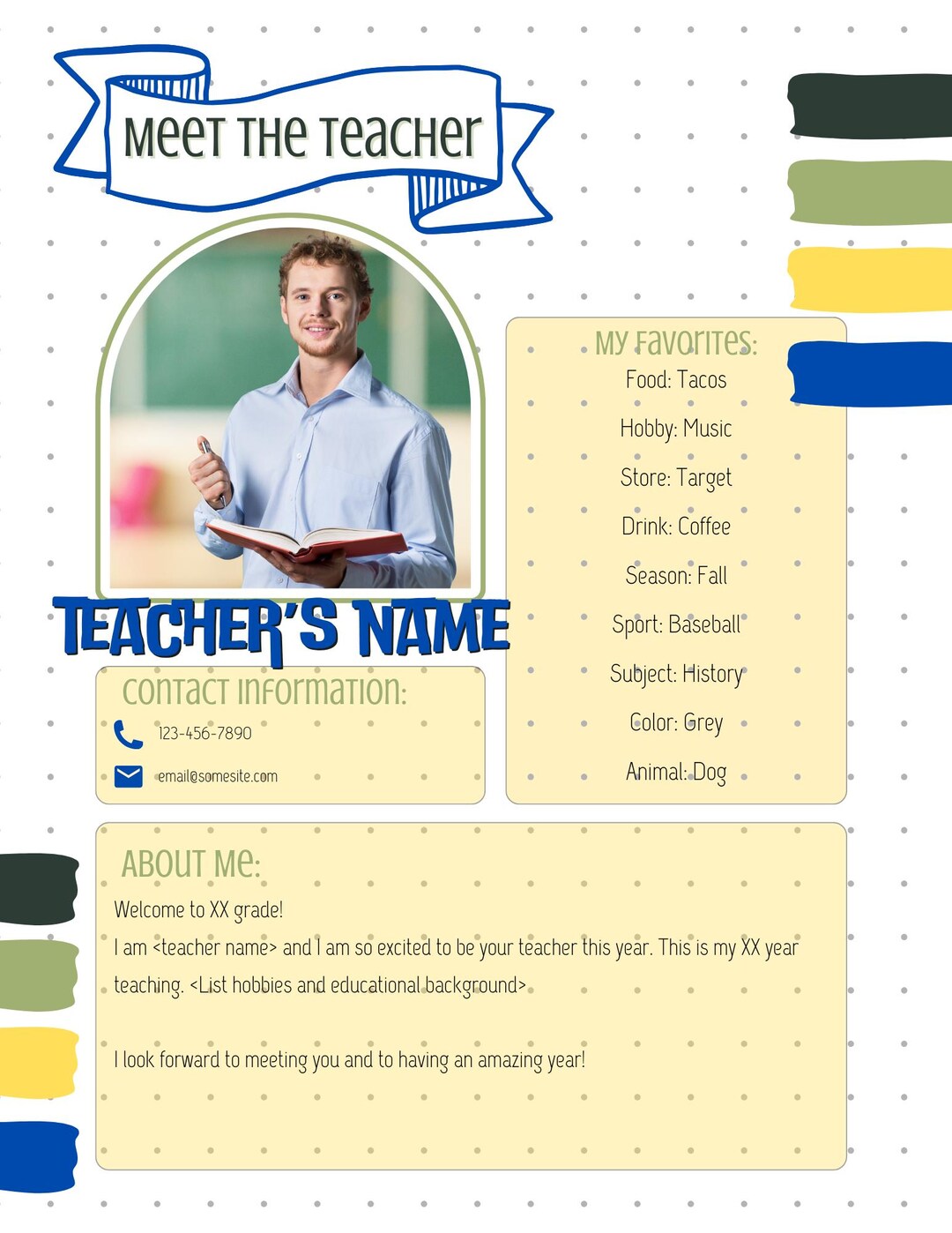 Meet the Teacher Digital Customizable Template - Etsy