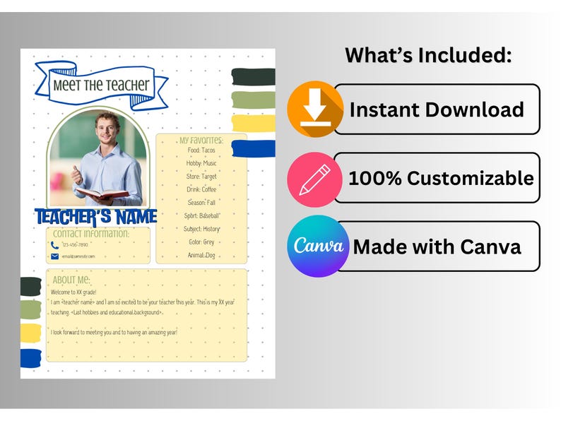 Meet the Teacher Digital Customizable Template - Etsy