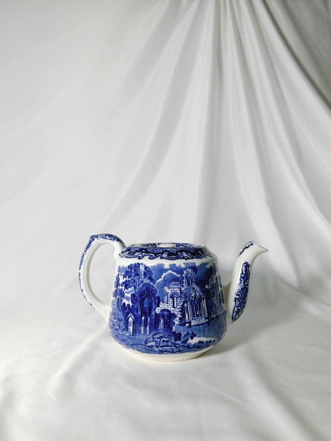 Antique George Jones and Sons Abbey Design Teapot | Blue and White ...