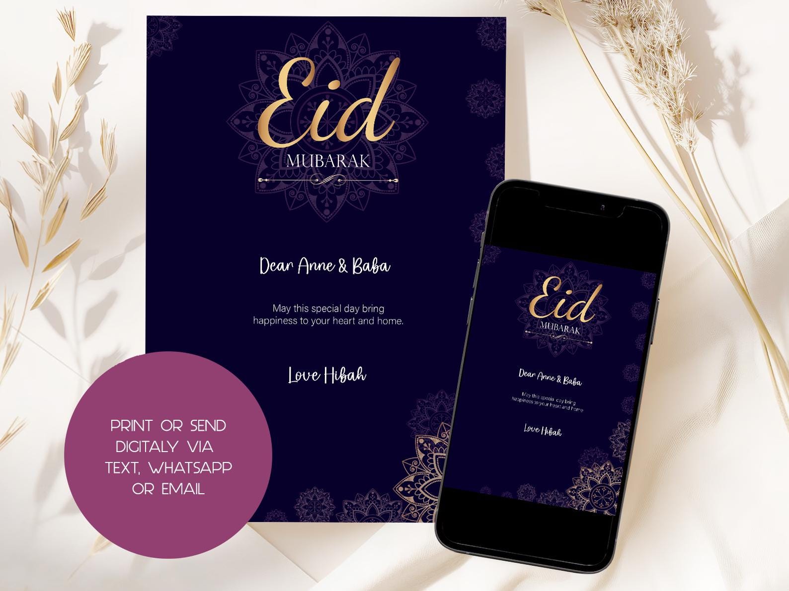 Digital Eid Mubarak Cards Bundle, Eid Card, Islamic Gifts, Personalized ...