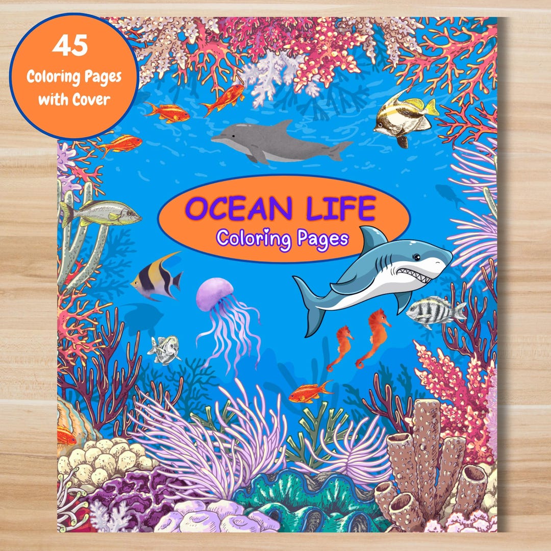Ocean Life Coloring Pages: 45 Hand-drawn Marine Scenes (printable ...