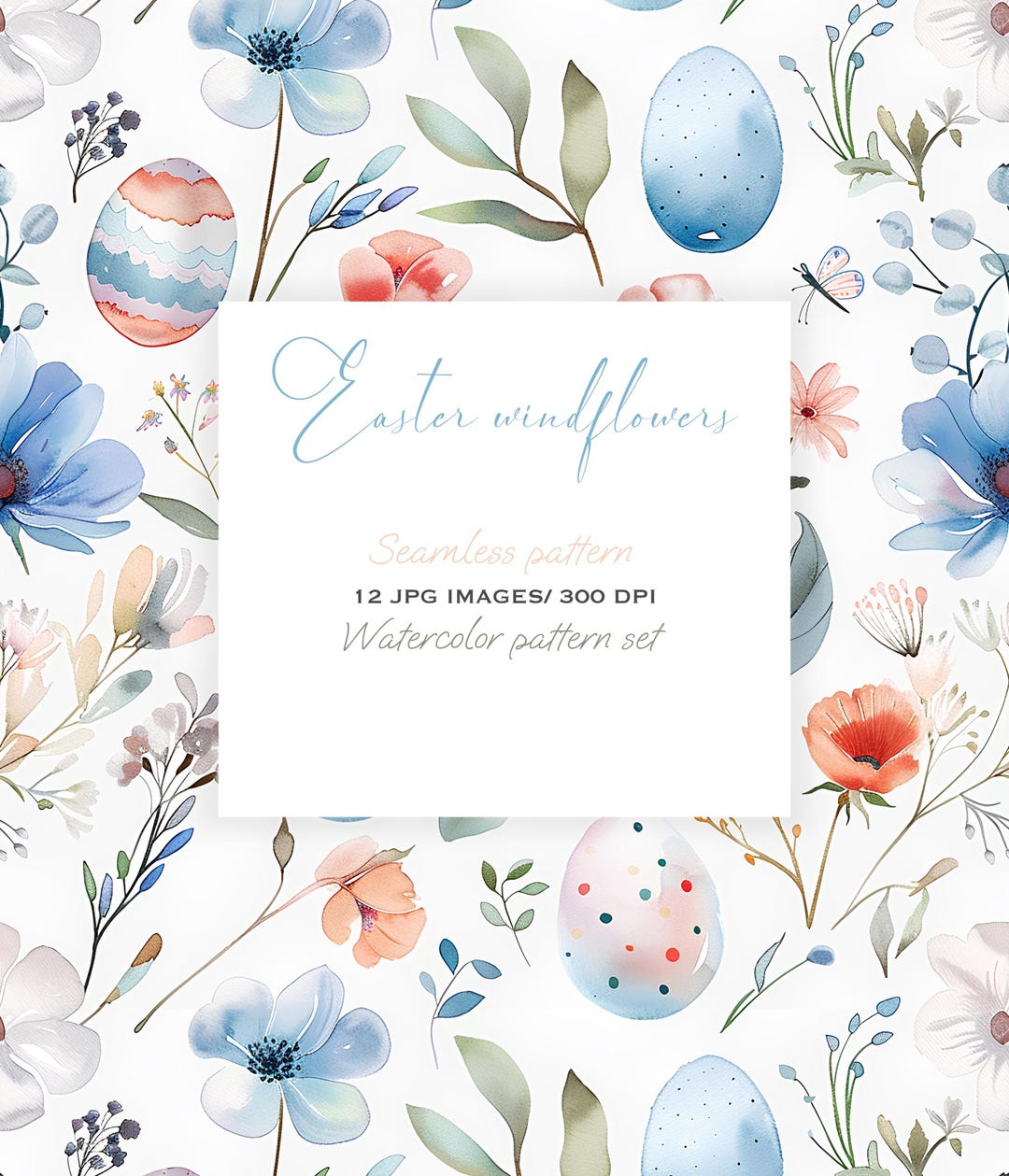 Watercolor Easter Wildflower Patterns: Digital Seamless Floral Designs ...