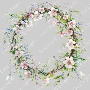 Watercolor Floral Wreaths & Bouquets: Spring Pastel Meadow Flowers for ...