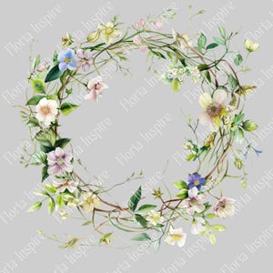 Watercolor Floral Wreaths & Bouquets: Spring Pastel Meadow Flowers for ...