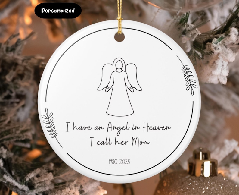 Personalized Mom Memorial Ornament, Angel in Heaven Keepsake, Ceramic ...