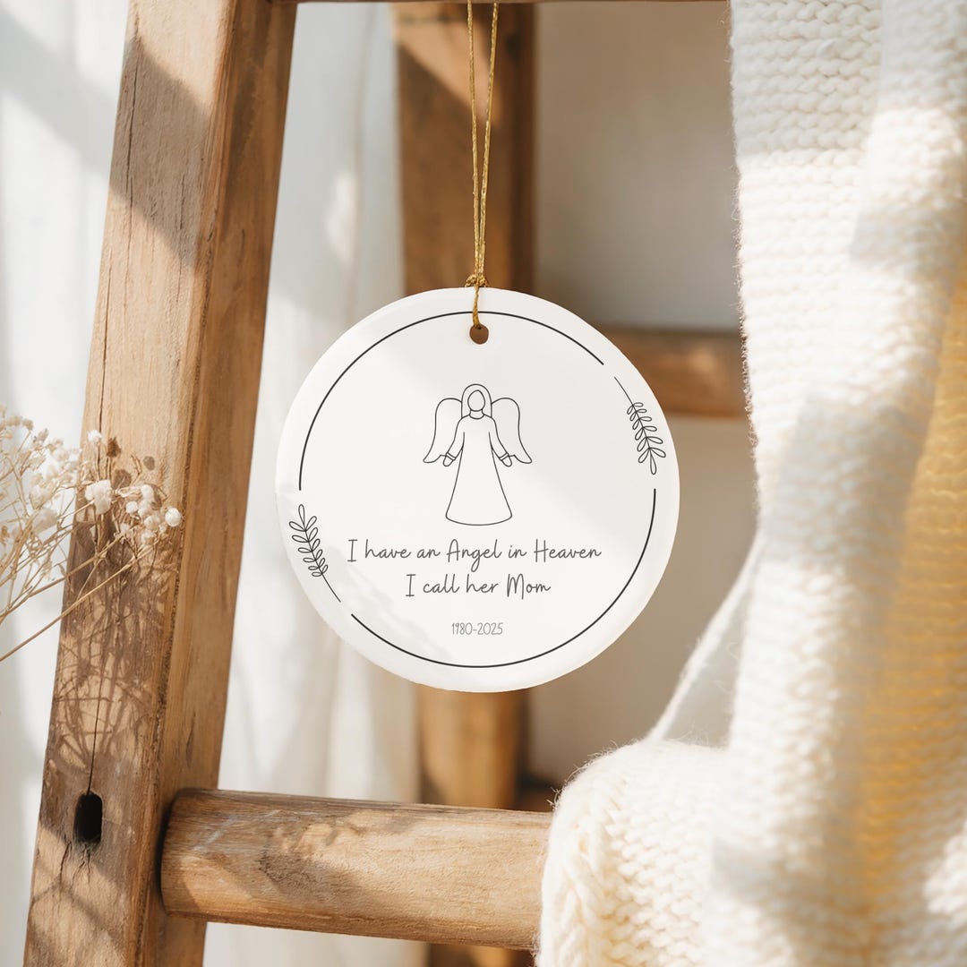 Personalized Mom Memorial Ornament, Angel in Heaven Keepsake, Ceramic ...