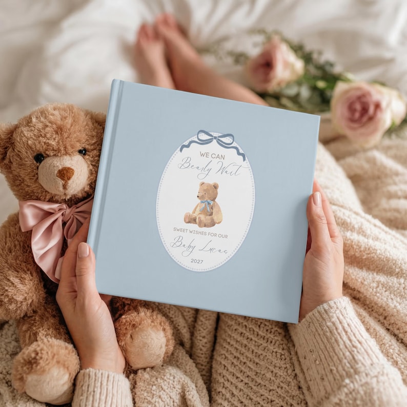 We Can Bearly Wait Baby Shower Guest Book, Personalized Baby Book ...