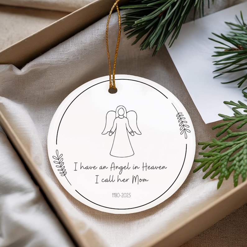 Personalized Mom Memorial Ornament, Angel in Heaven Keepsake, Ceramic ...