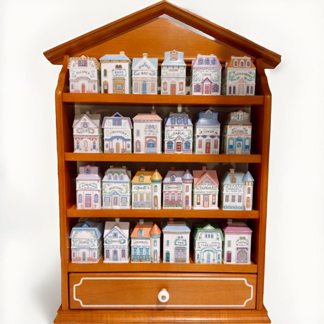 Vintage Lenox Spice Village & Rack Complete Set 24 Porcelain Taiwan ...