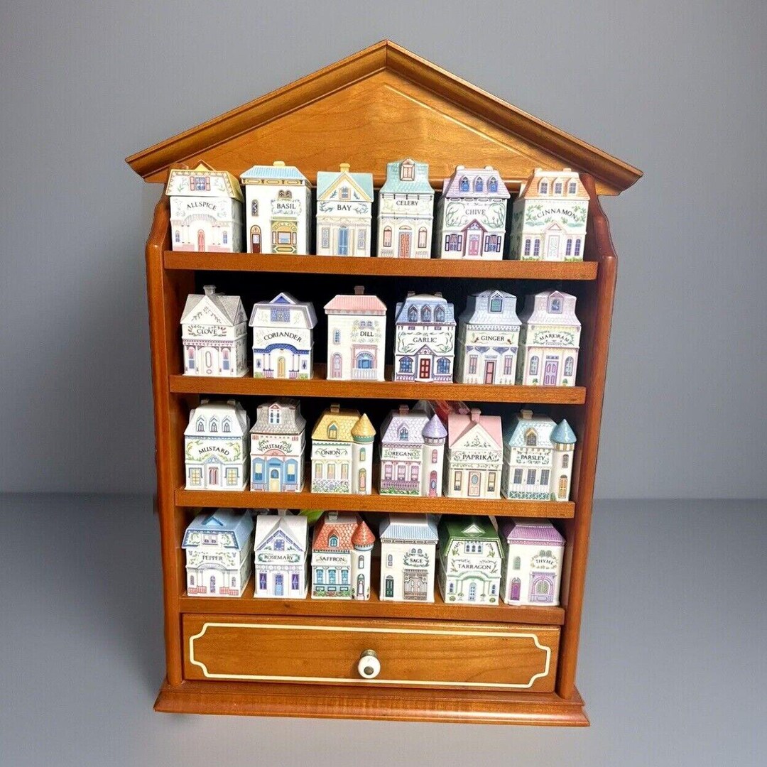 Vintage Porcelain Lenox Complete Spice Village & Rack,24 Spice ...