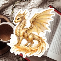 Dragon Sticker Pack - Cozy Fantasy Dragon Resting on Antique Books With ...