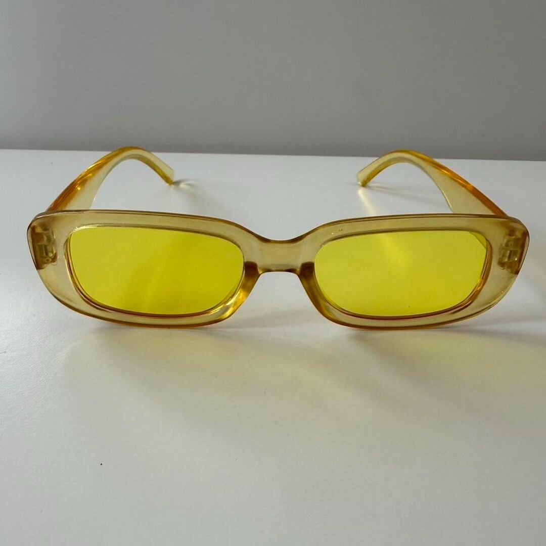 YELLOW SUNGLASSES | Y2k 2000s Vintage Style Yellow-clear Square ...