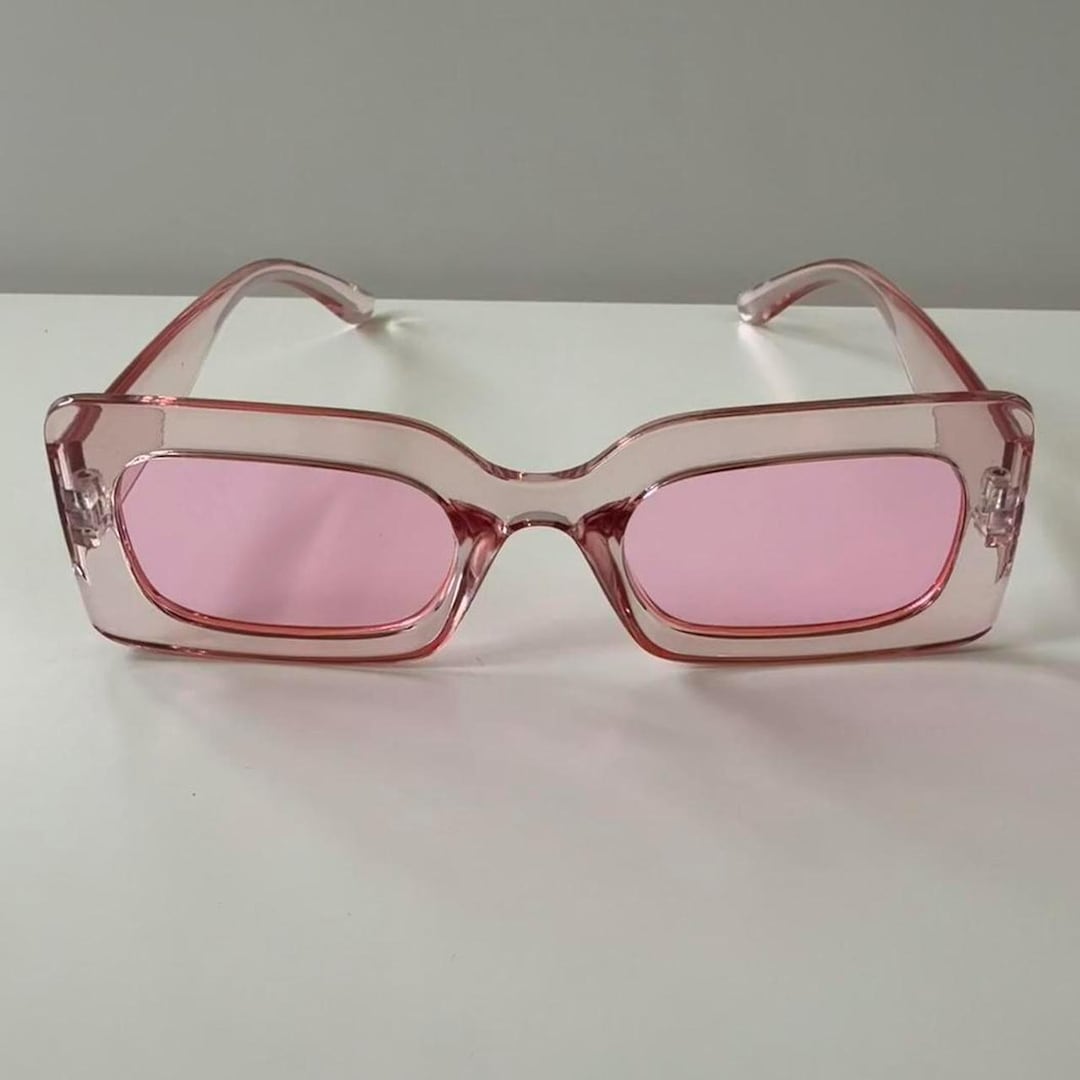 SQUARE SUNGLASSES | Y2k 2000s Vintage Style Shades Pink-clear Square ...