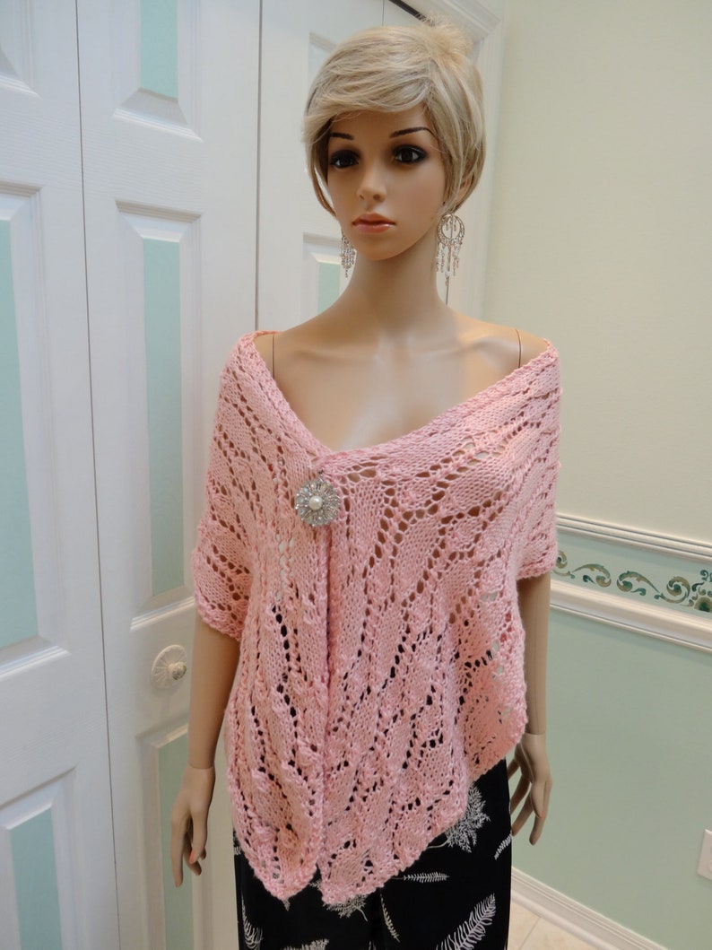 HANDKNITTED SEXY SHAWL Pink Light Weight Open Lacey Stitch - Etsy