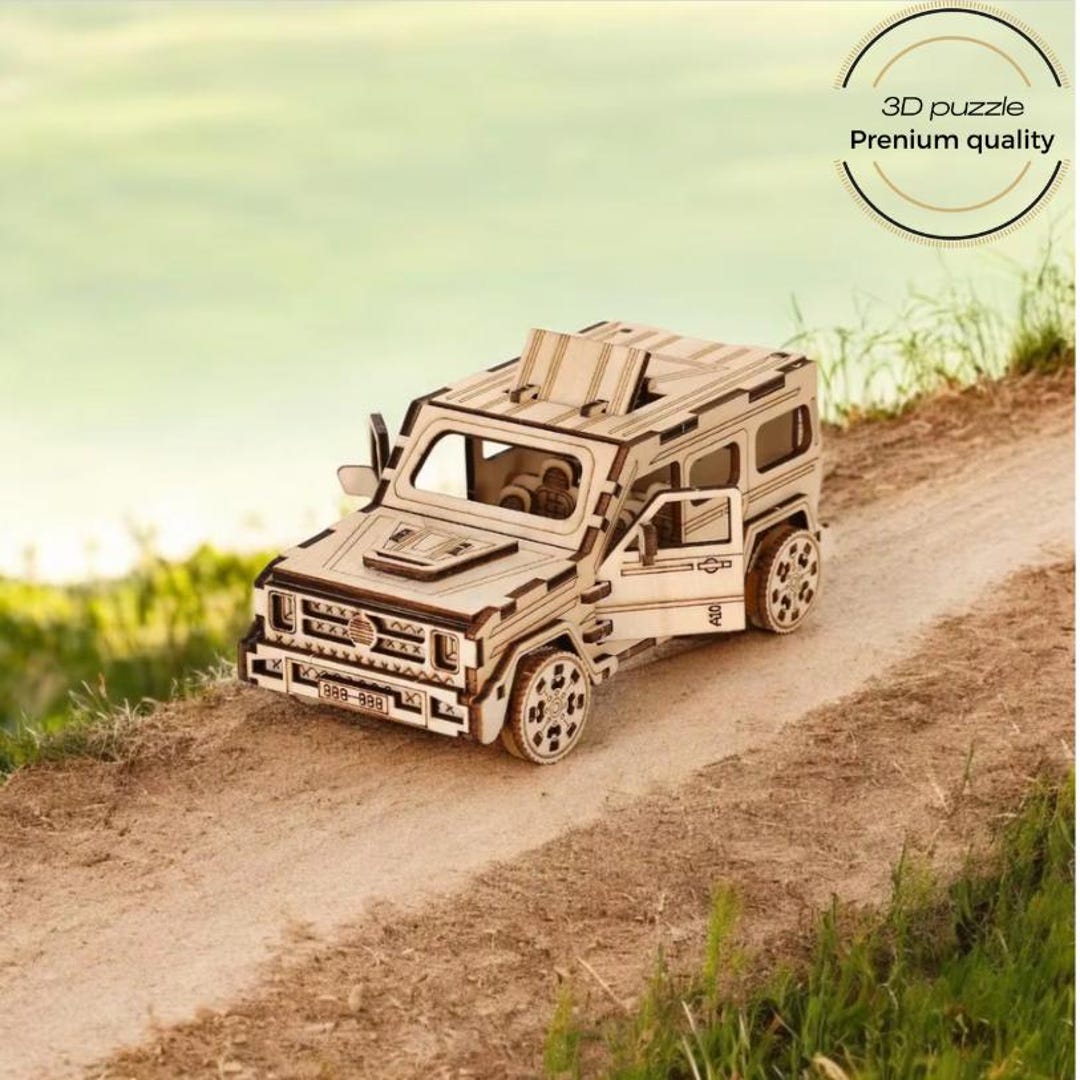 3D Puzzle Jeep - Handmade - Wooden Craft - Gift for Kids & Adults - Etsy