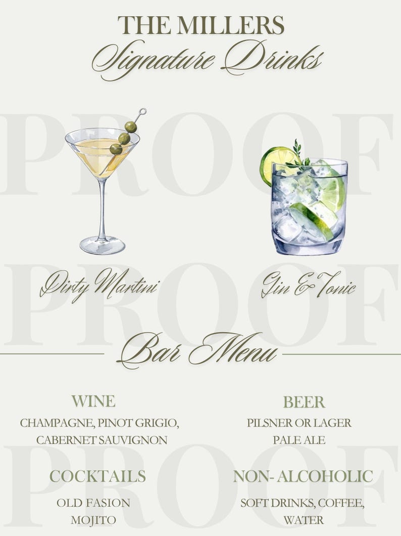 Wedding Bar Menu Customizable - Etsy