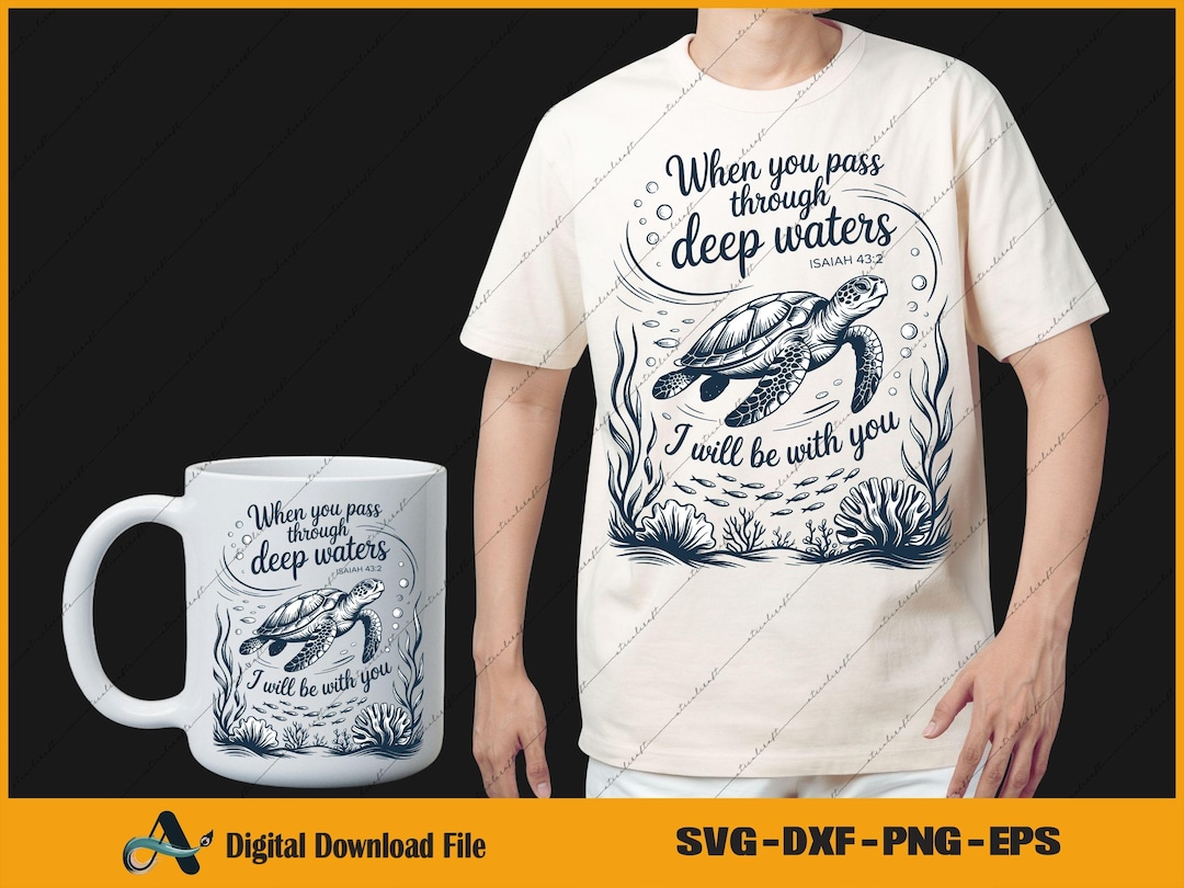 When You Go Through Deep Waters PNG SVG, Isaiah 43:2 Whale Shark Bible ...