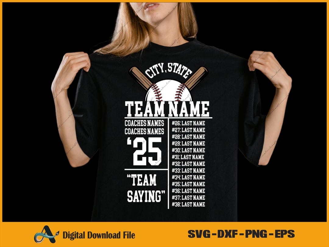 Baseball Team Banner Roster Template | Custom Roster SVG PNG | Baseball ...