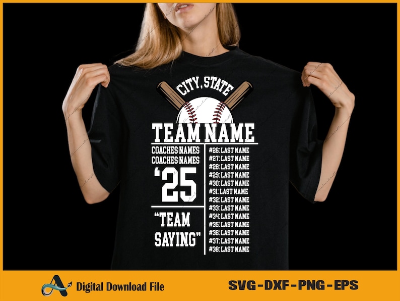 Baseball Team Banner Roster Template | Custom Roster SVG PNG | Baseball ...