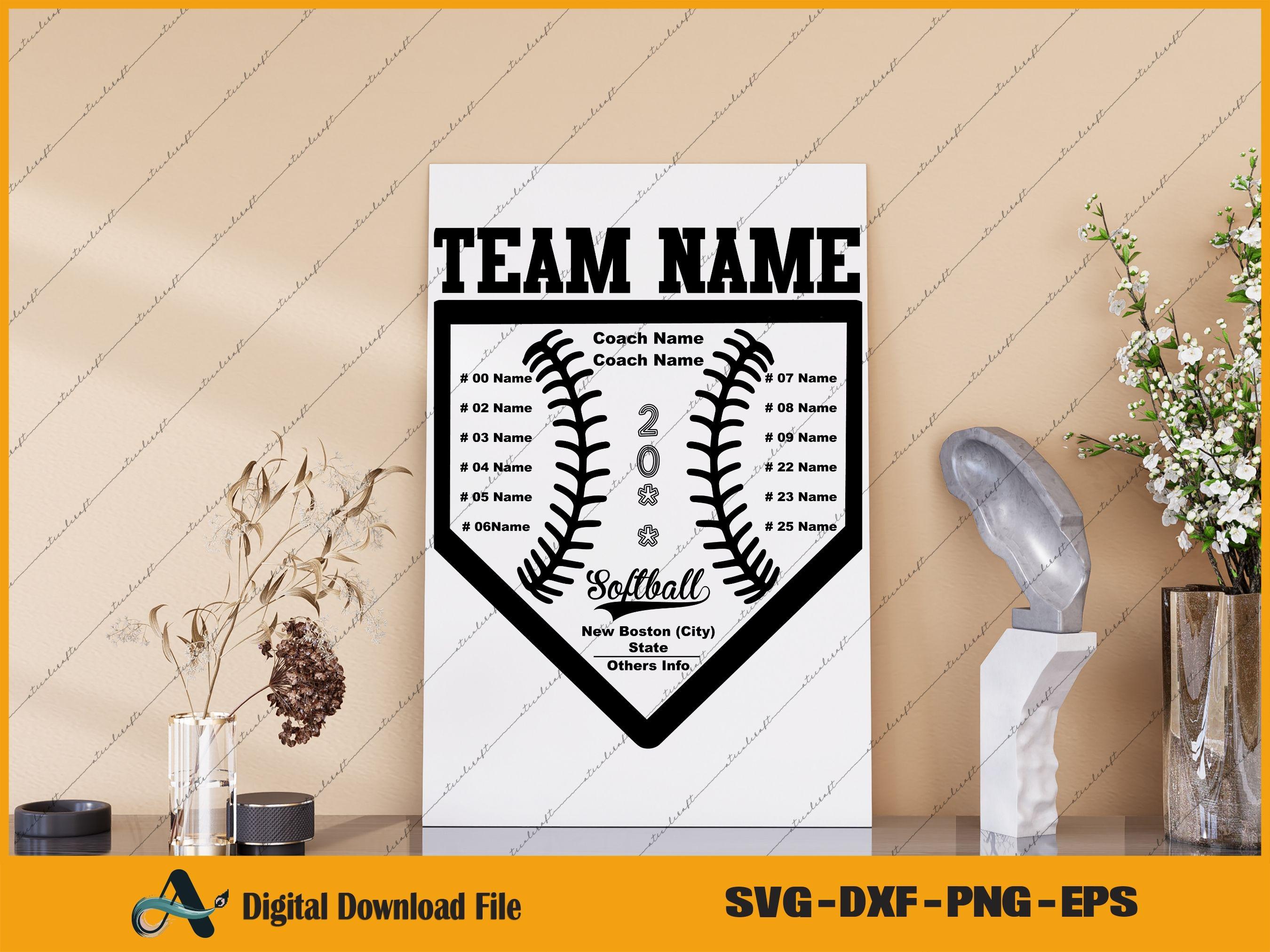 Custom Baseball Team Roster SVG: Softball Home Plate, T-ball Design ...