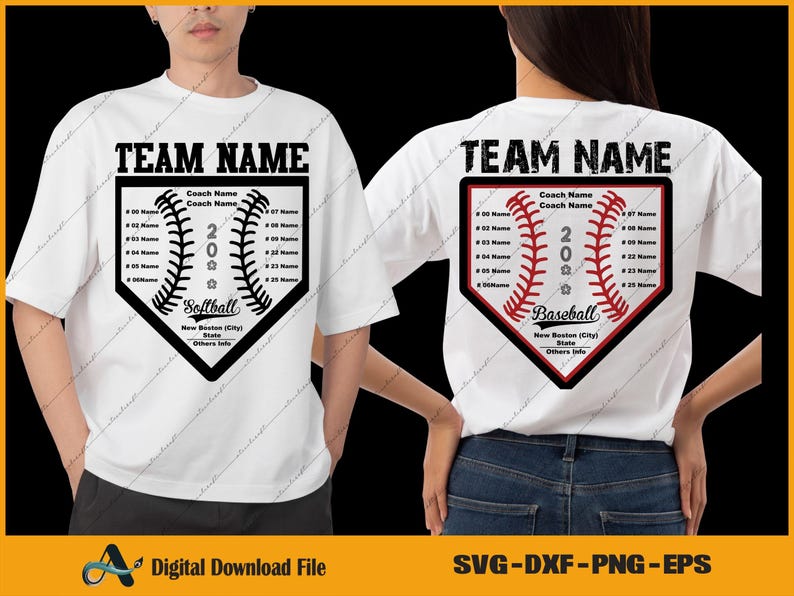 Custom Baseball Team Roster SVG: Softball Home Plate, T-ball Design ...