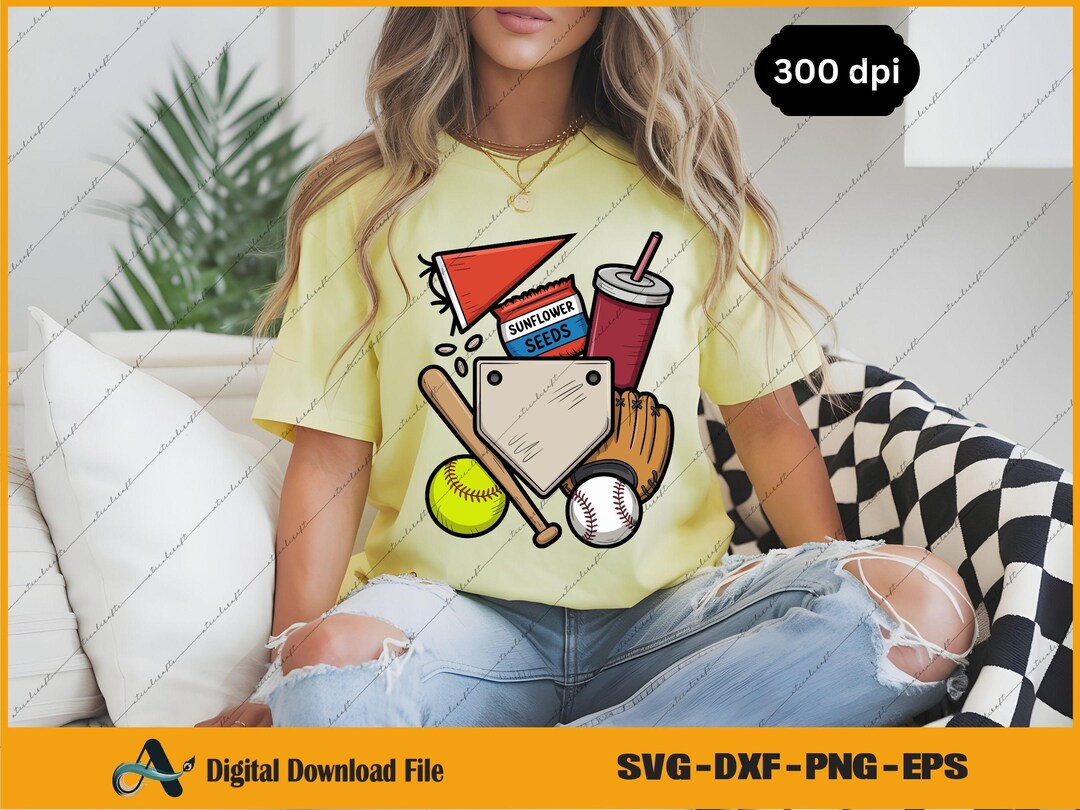 Baseball Softball Clipart SVG PNG: Game Day Sports Graphics (digital ...
