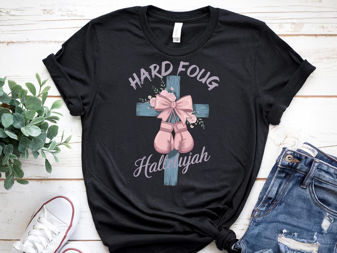 Hard Fought Hallelujah PNG | Christian Boxing Gloves Floral Cross ...