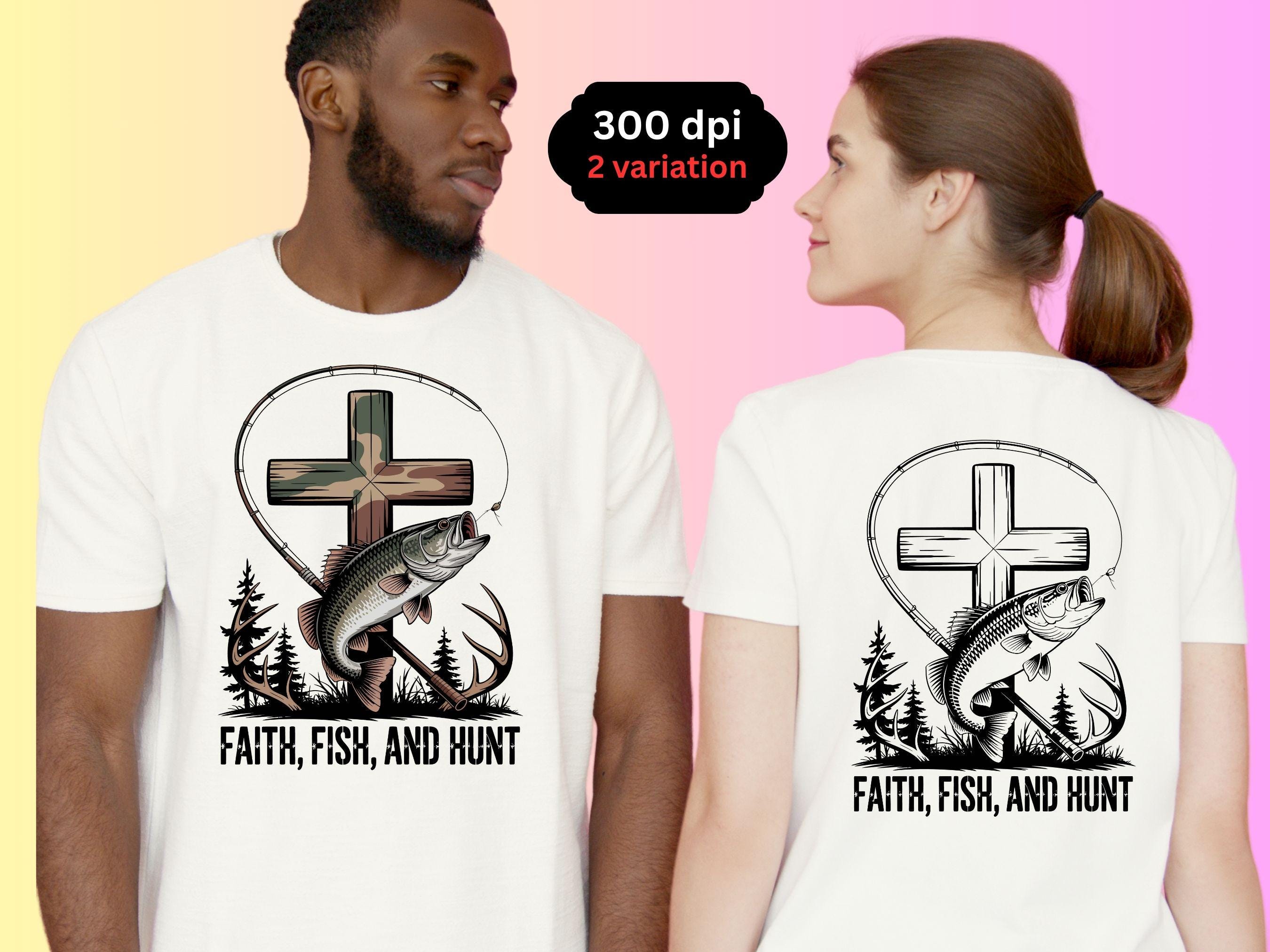 Faith Fish Hunt PNG SVG: Christian Deer Antler, Hook, Cross Design ...