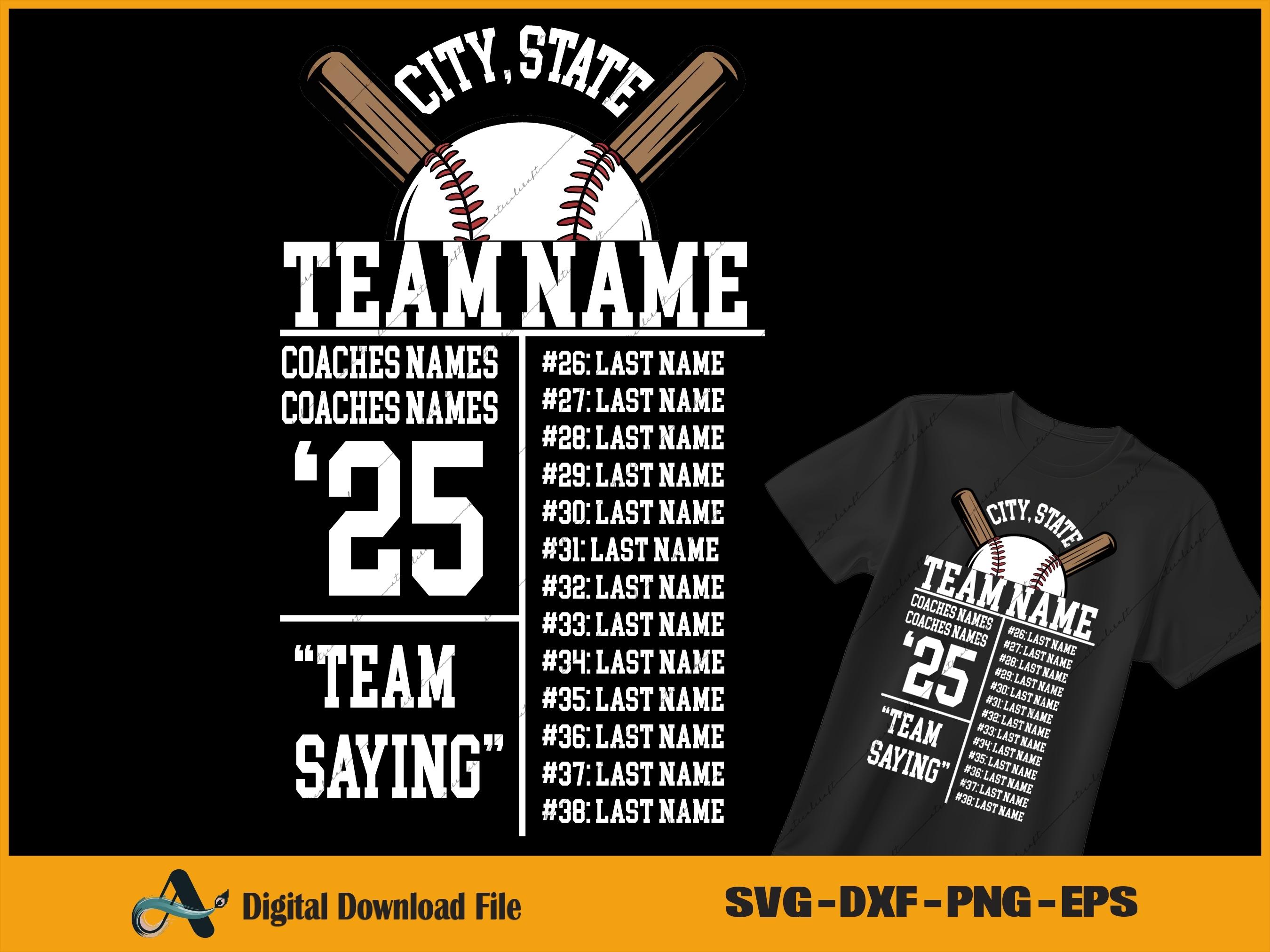 Baseball Team Banner Roster Template | Custom Roster SVG PNG | Baseball ...