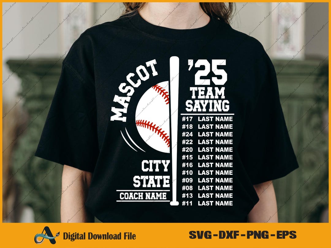 Baseball Roster Template SVG PNG | Custom Team Banner | Baseball Player ...