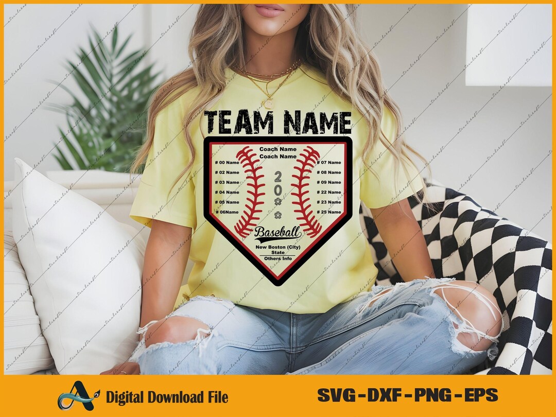 Custom Baseball Team Roster SVG: Softball Home Plate, T-ball Design ...