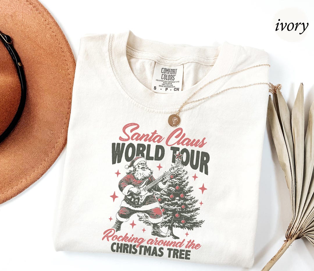Retro Santa World Tour Comfort Colors Shirt: Funny Xmas Concert Tee - Etsy
