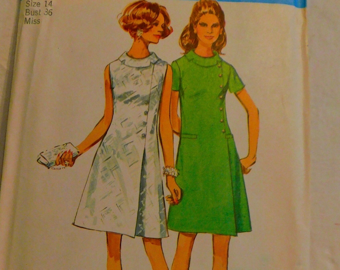 Simplicity 8541 1960's Summer Dress Pattern - Notched Bias Roll Collar ...