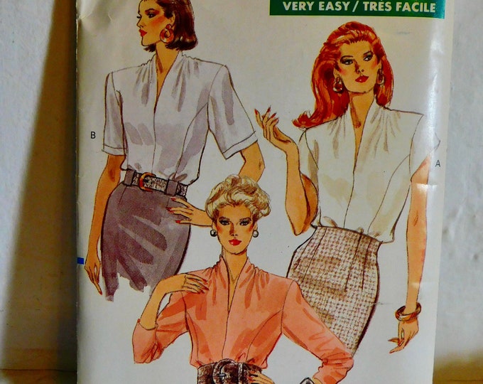 Vogue 7331 1980's Princess Seam Blouse Pattern - Very Easy Vogue 7331 ...