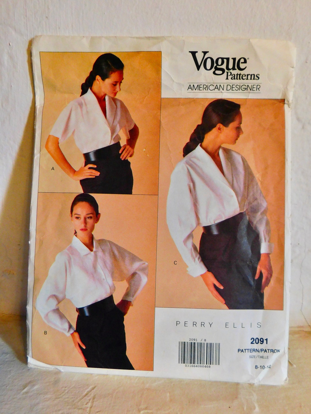 Vogue 2091 1980's Designer Blouse Pattern Perry Ellis Designer French ...