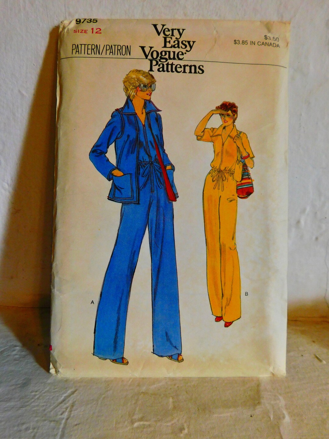 Vogue 9735 1970's Women's Jumpsuit Pattern - Zip Front Jumpsuit Pattern ...