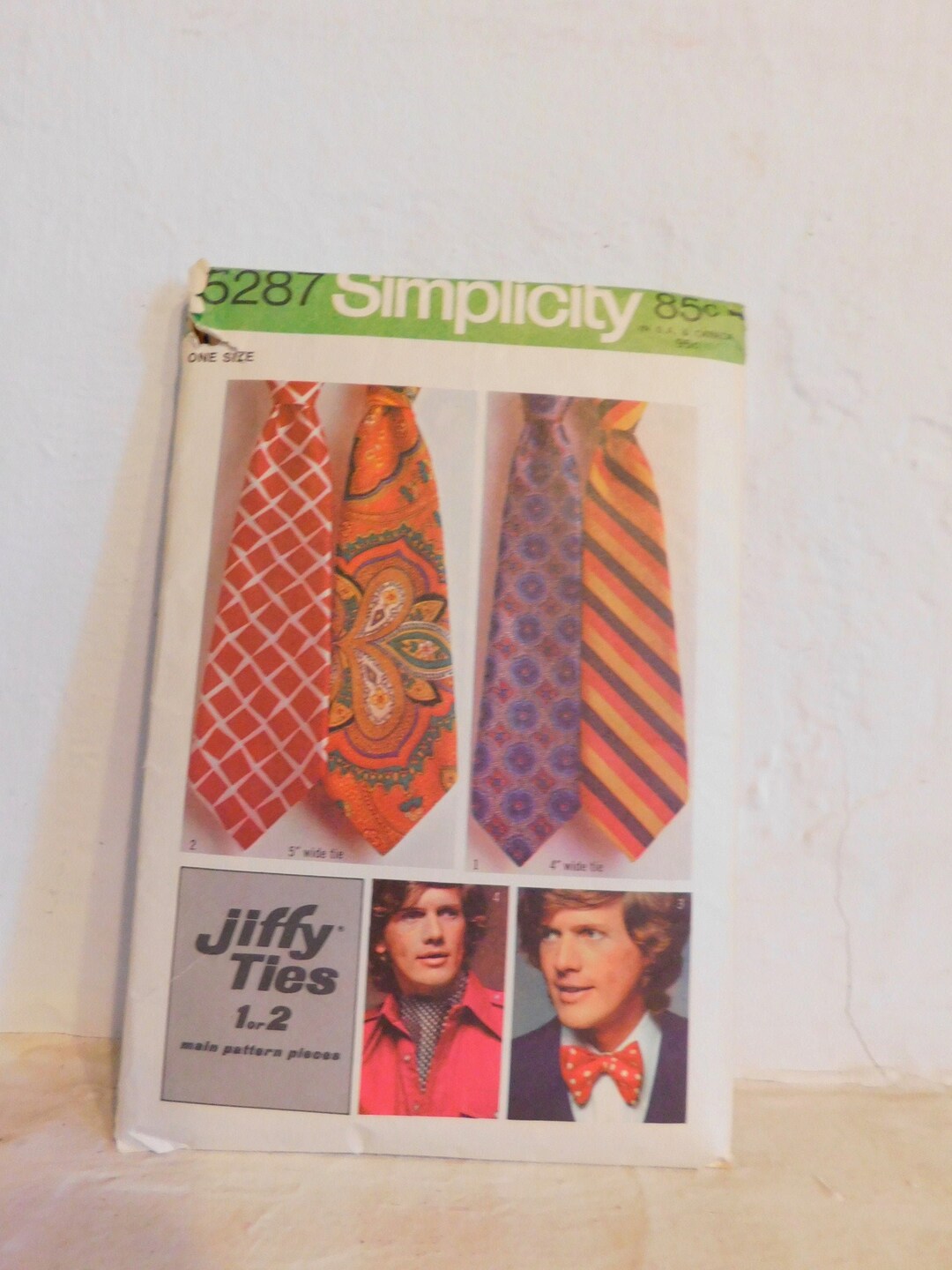 Simplicity 5287 1970's Wide Necktie Pattern - Bow Tie Pattern - Ascot ...