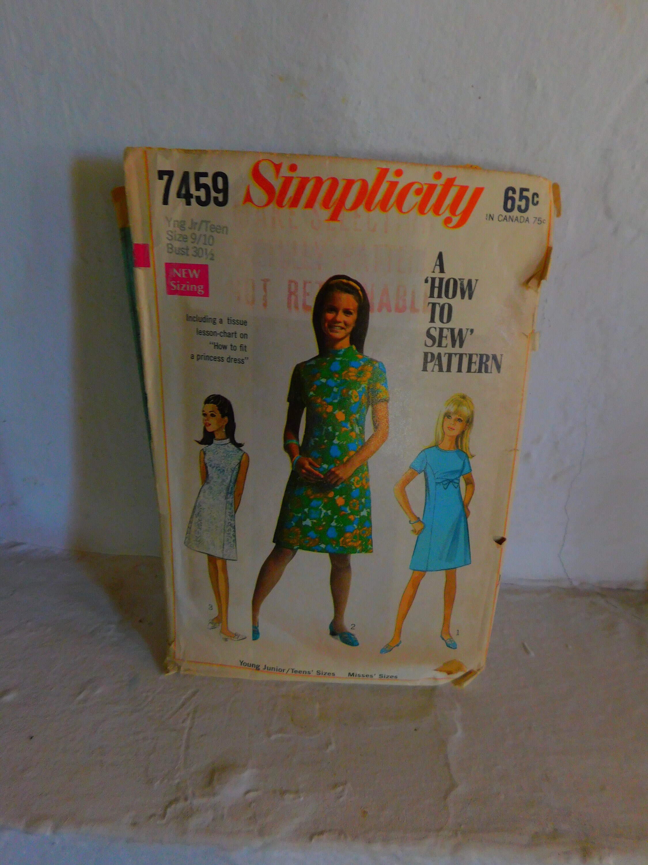Simplicity 7459 1960's A-line Sheath Dress Pattern Princess Seam Dress ...