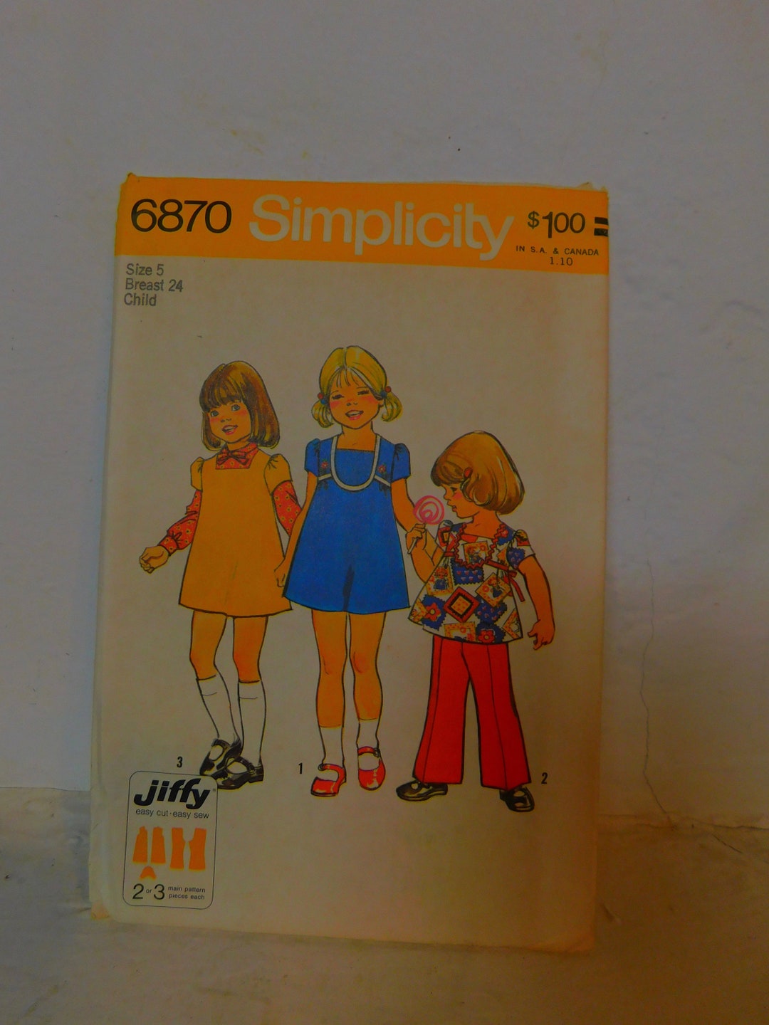 Simplicity 6870 1970's Girl's Dress Pattern Square Neck Dress, Jumper ...