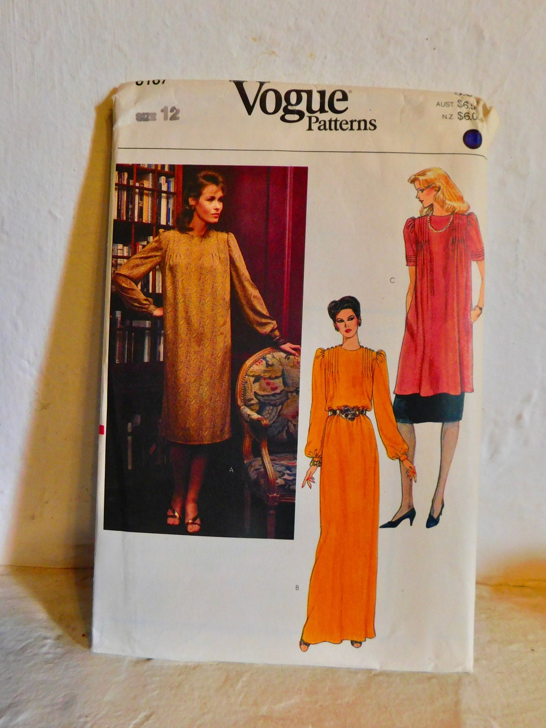 Vogue 8167 1980's Evening Gown Pattern - Maxi Dress Pattern - Sack ...